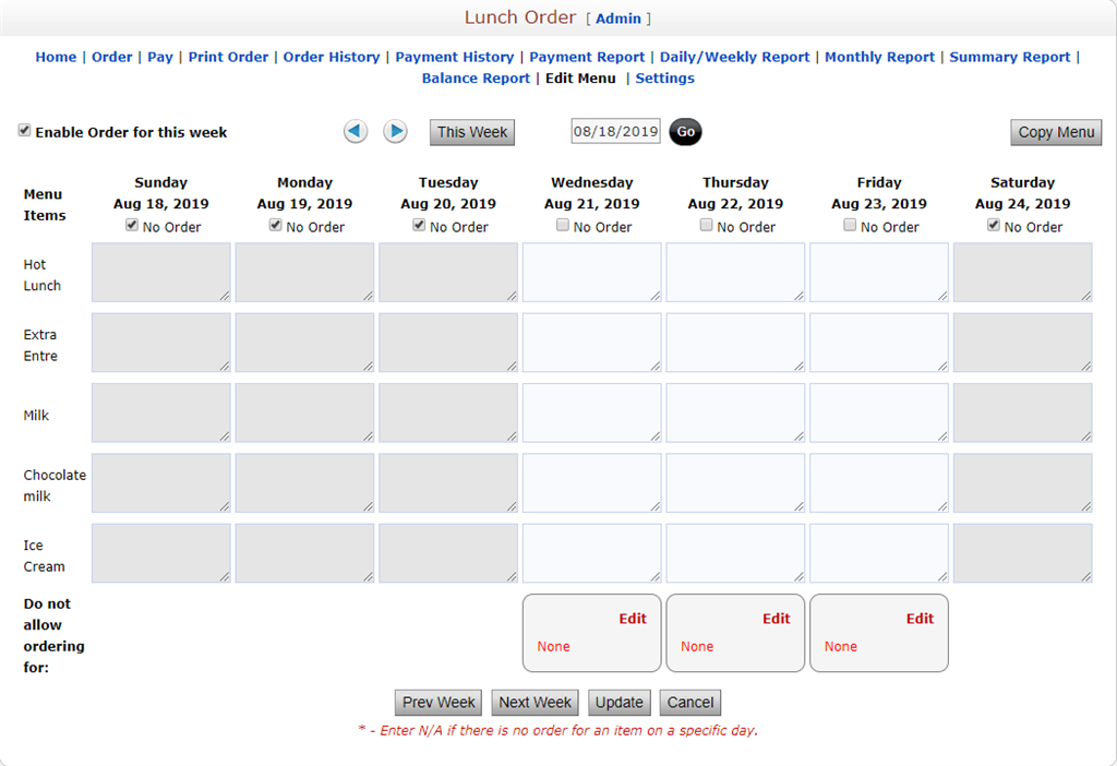 Managing Lunch Order Resources | View